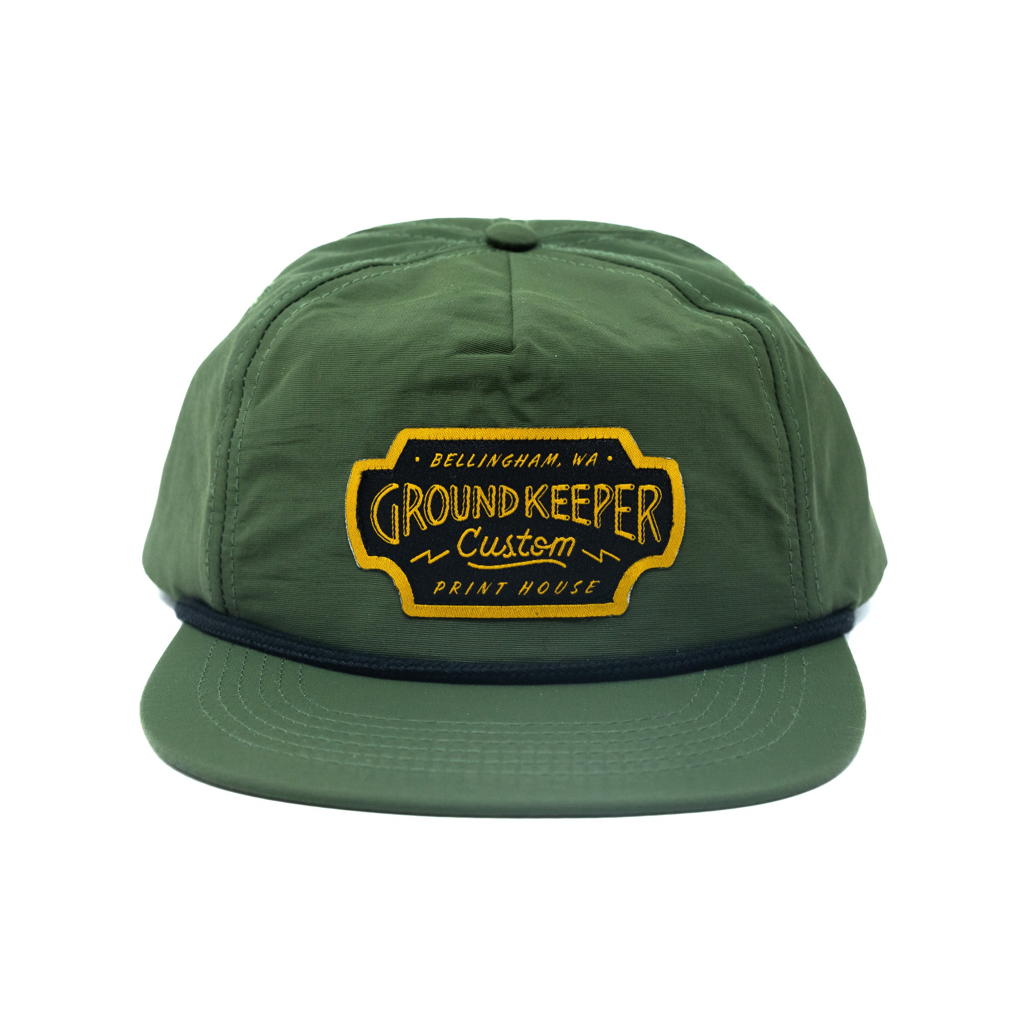 Military Green 5-Panel Nylon Hat – Ground Keeper Custom