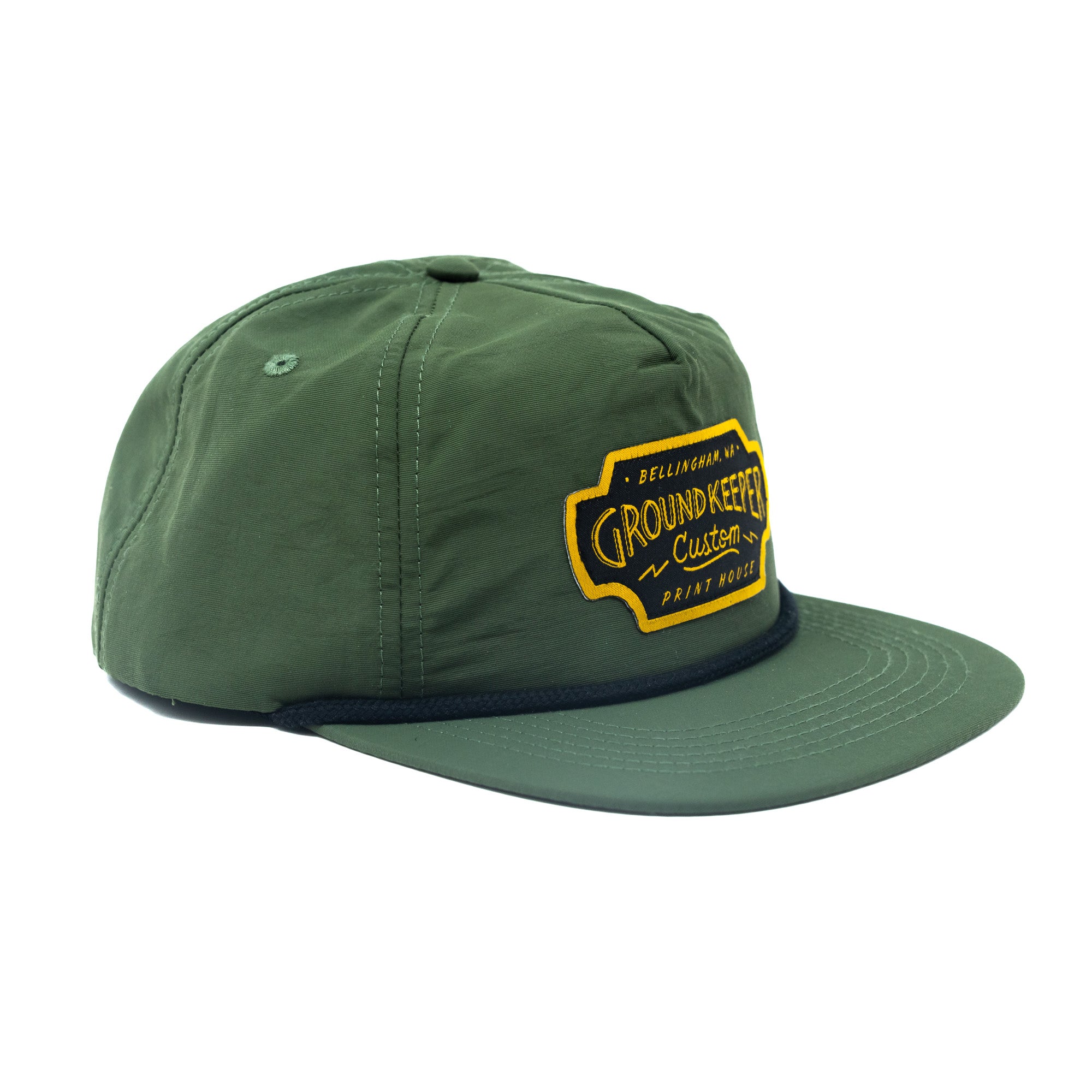 Military Green 5-Panel Nylon Hat – Ground Keeper Custom